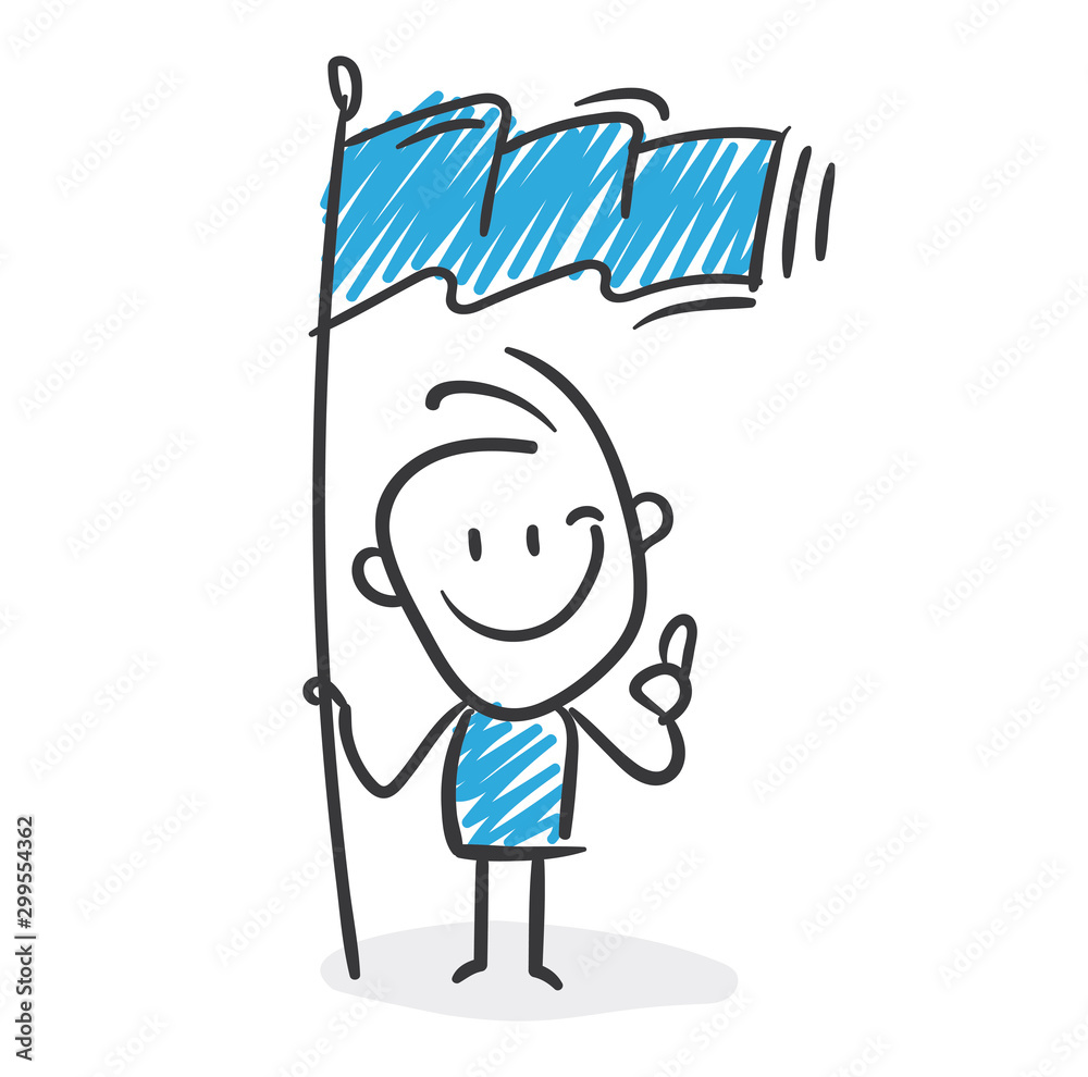 Stickman Blue: Flag, WInner. (Nr. 177) Stock Vector | Adobe Stock