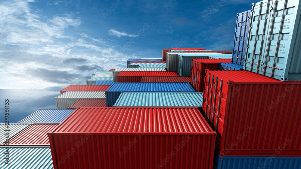 Stack of containers box, Cargo freight ship for import export logistics ...