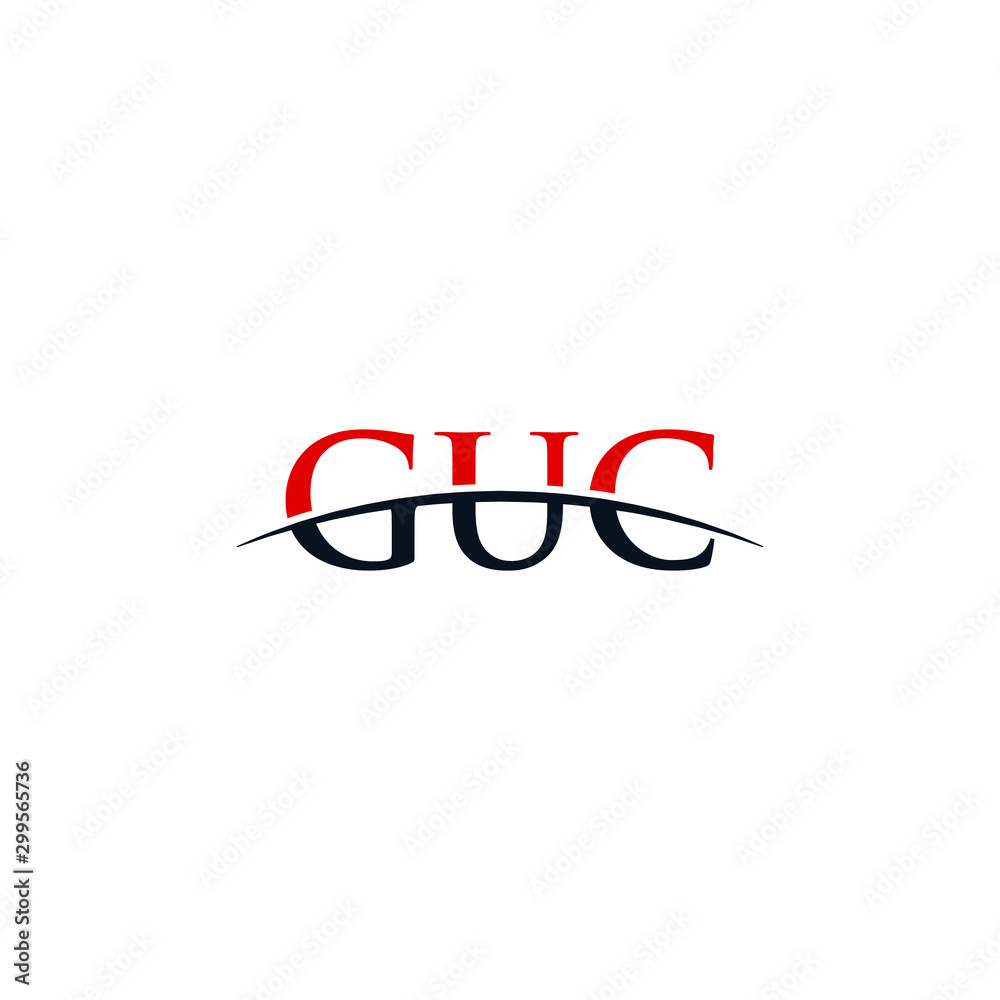 Initial letter GUC, overlapping movement swoosh horizon logo company ...