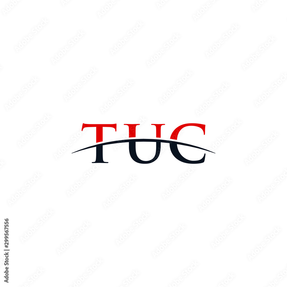 Initial letter TUC, overlapping movement swoosh horizon logo company ...