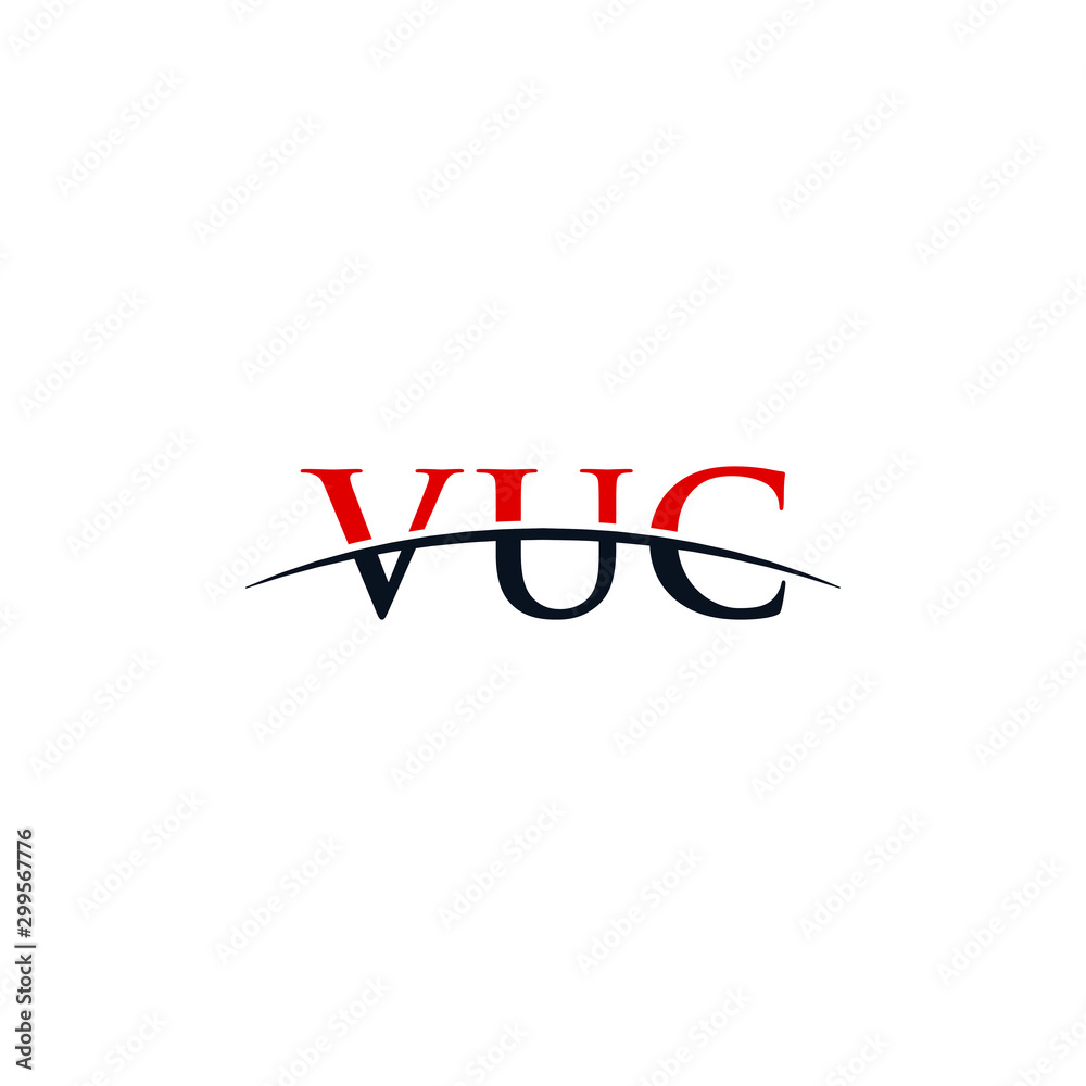 Initial letter VUC, overlapping movement swoosh horizon logo company ...