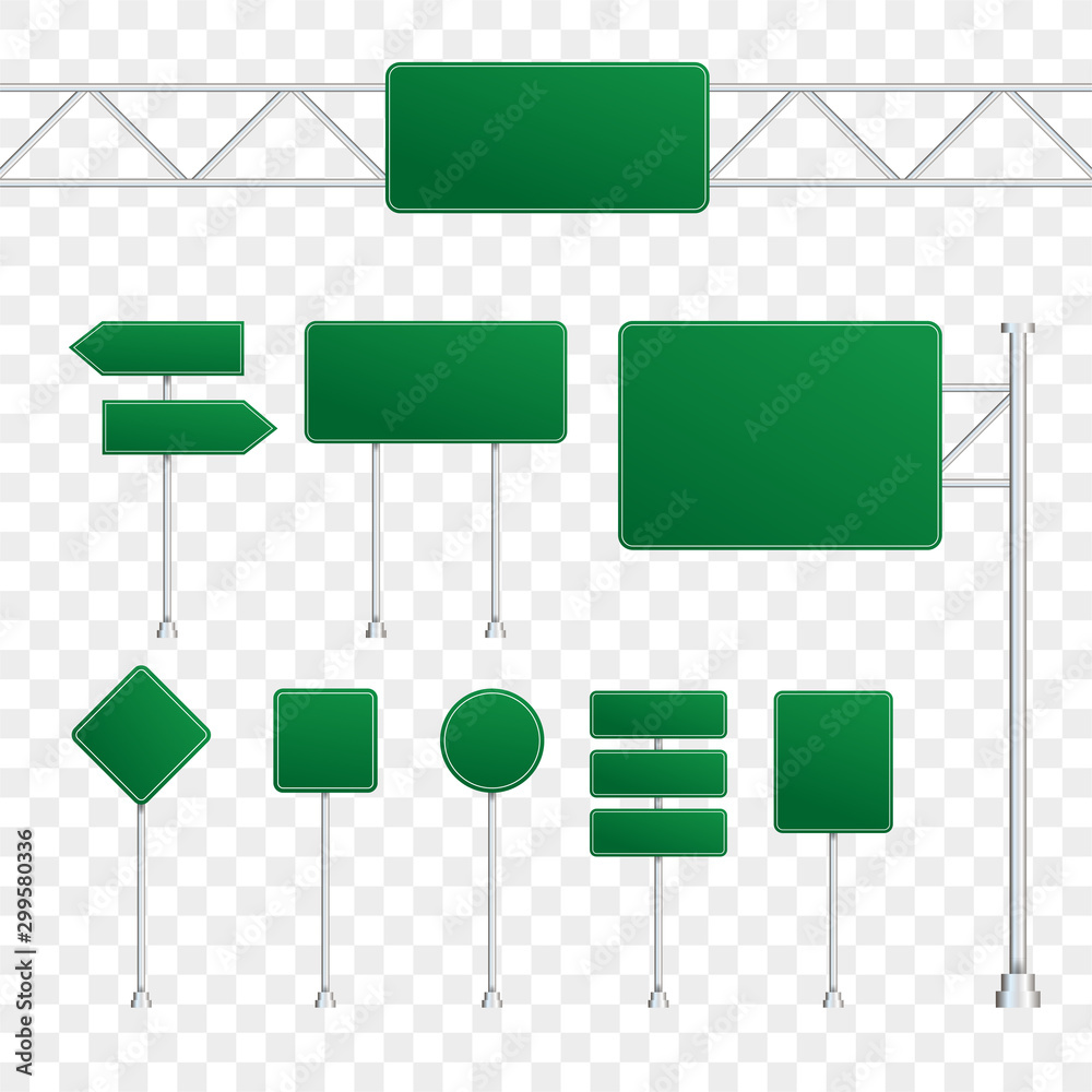 Set of road signs isolated on transparent background. Vector stock ...