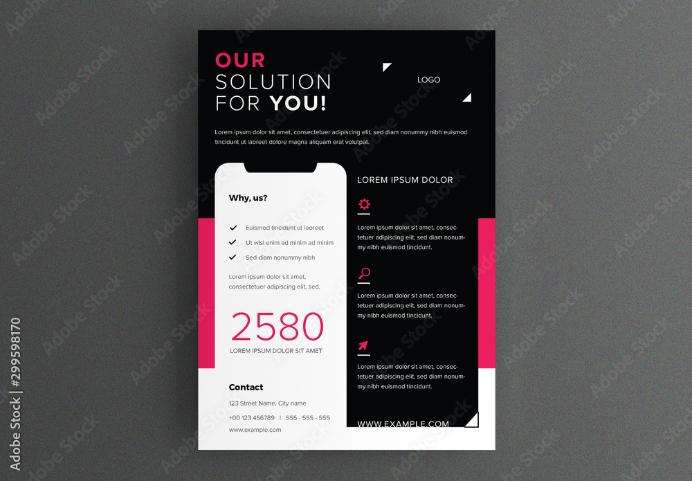 Business Flyer Layout with Smartphone Element Stock Template | Adobe Stock