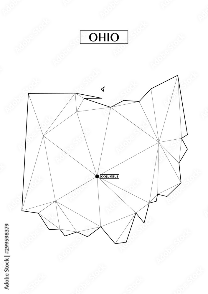Polygonal abstract map state of Ohio with connected triangular shapes ...