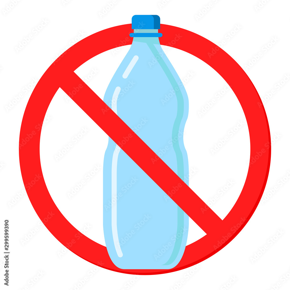 Plastic bottle ban icon.No littering warning sign.Forbidden drink ...