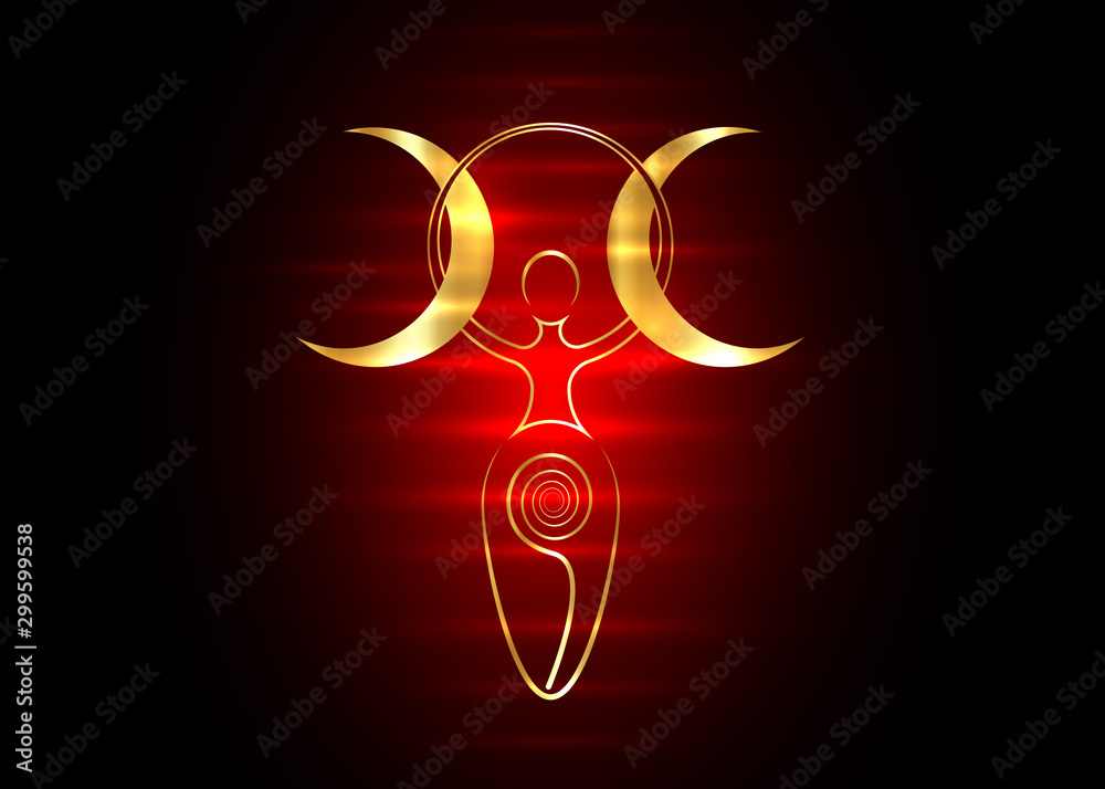 gold spiral goddess of fertility and triple moon Wiccan. The spiral ...