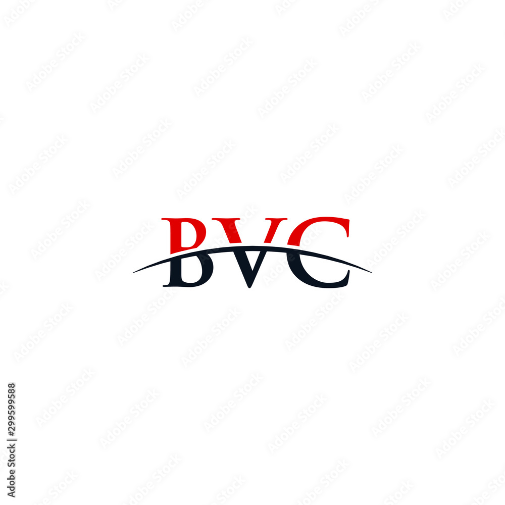 Initial letter BVC, overlapping movement swoosh horizon logo company ...