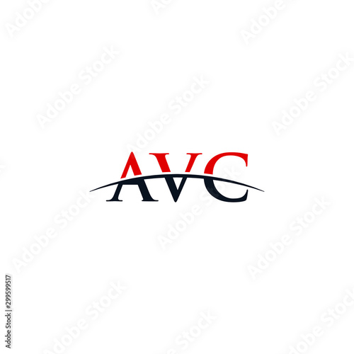 Initial letter AVC, overlapping movement swoosh horizon logo company ...