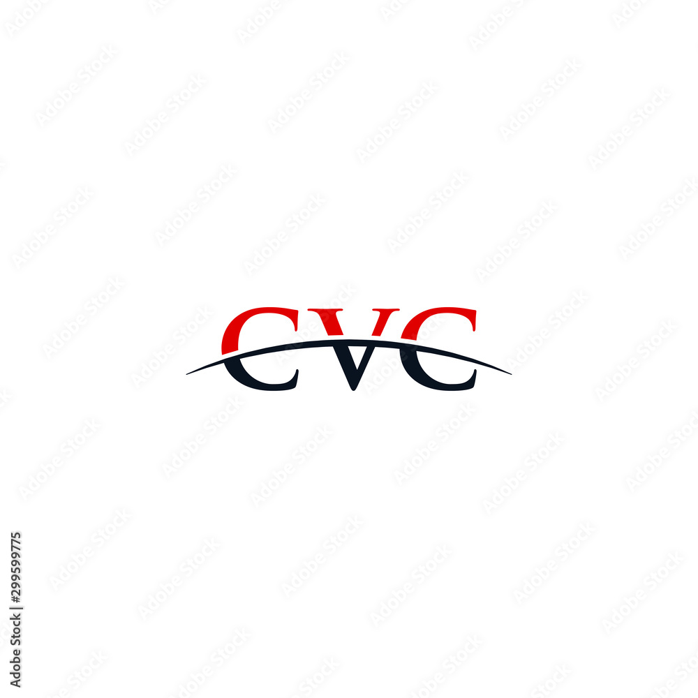 Initial letter CVC, overlapping movement swoosh horizon logo company ...