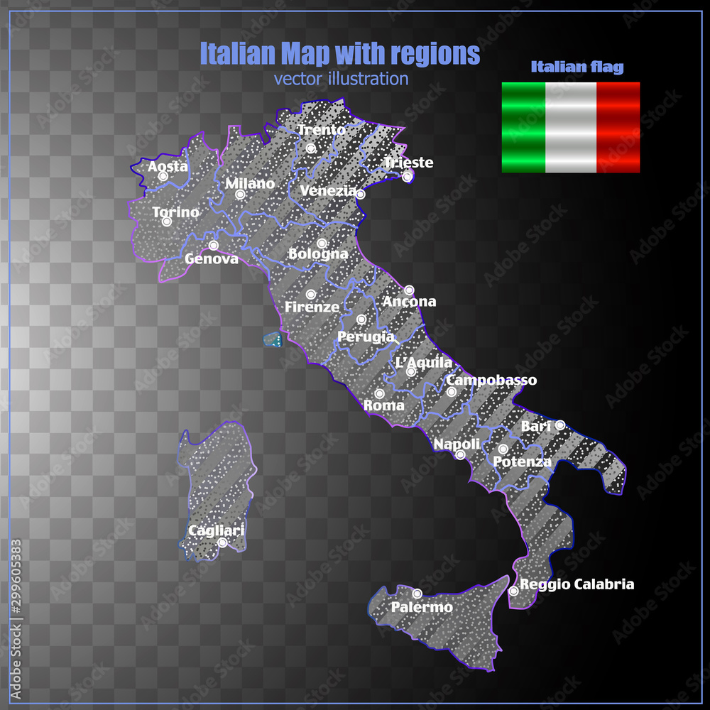 Map of Italy. Bright illustration with colorful italian map. Italy map ...