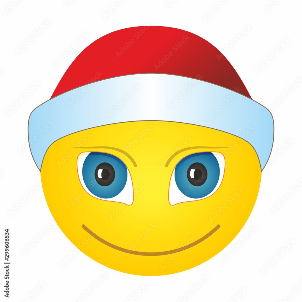 Smiley in a Santa hat, emoji emoticon with Santa Claus hat celebrating ...