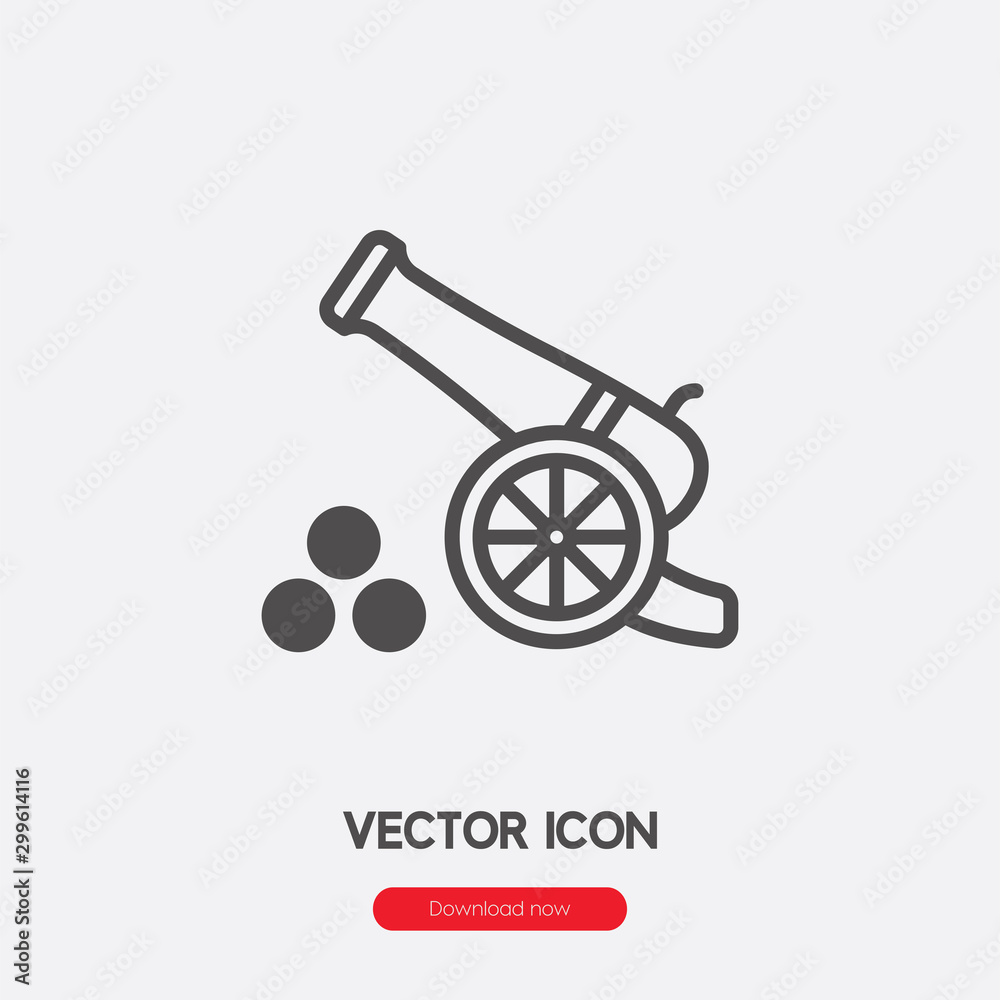 Cannon icon vector. Linear style sign for mobile concept and web design ...