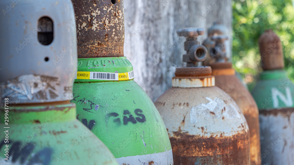 old big gas oxygen tank cylinder Stock Photo | Adobe Stock