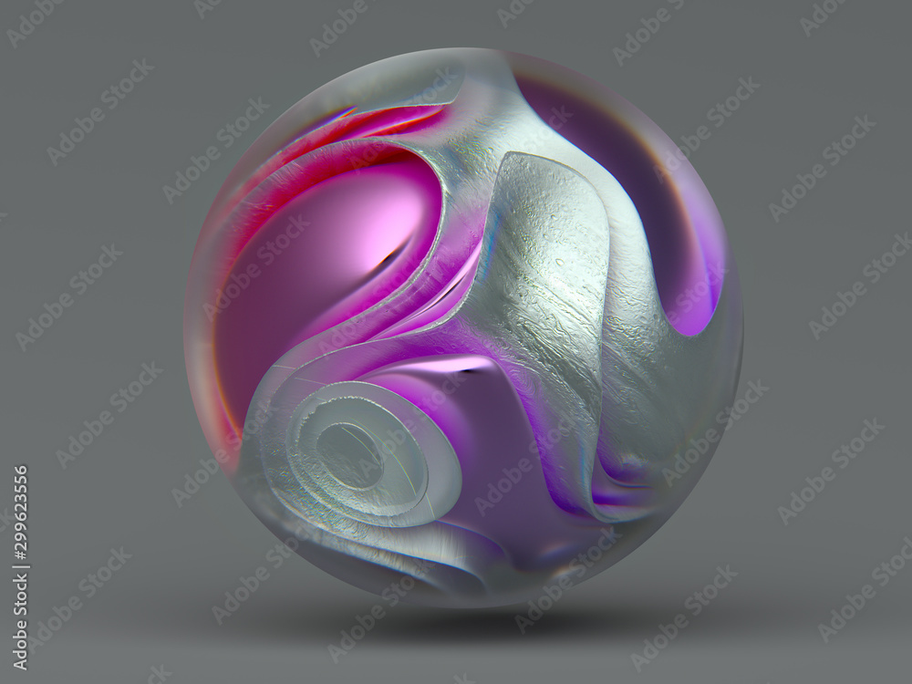 3d render of an abstract 3d glass ball with blur effect on the edges ...