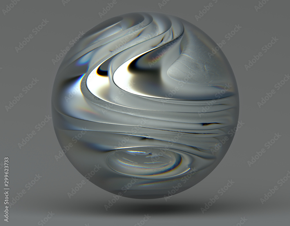 3d render of abstract art object or 3d ball in glass material with blur ...