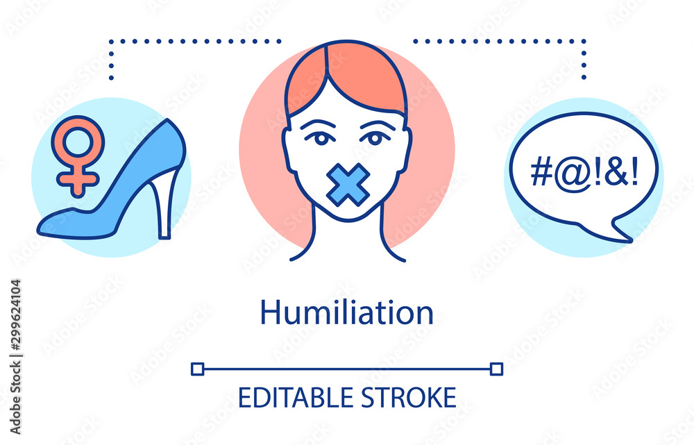 Humiliation concept icon. Relationship trouble, hostile behaviour idea ...