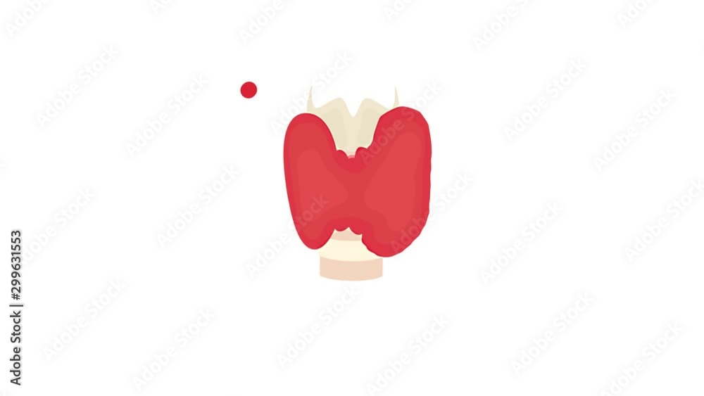 Unhealthy hyperthyroid gland. Growing goiter cartoon animation on white ...