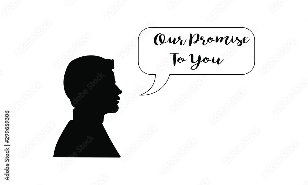 Two simple people figures with dialog speech bubble and text Promise ...