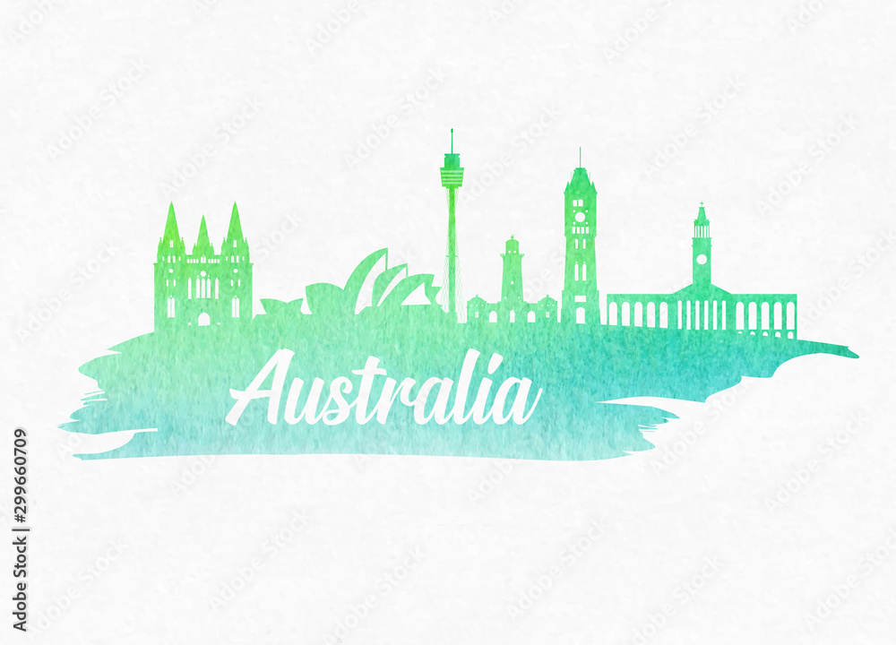 Australia Landmark Global Travel And Journey paper background. Vector ...