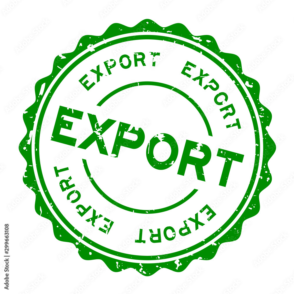 Grunge green export word round rubber seal stamp on white background ...