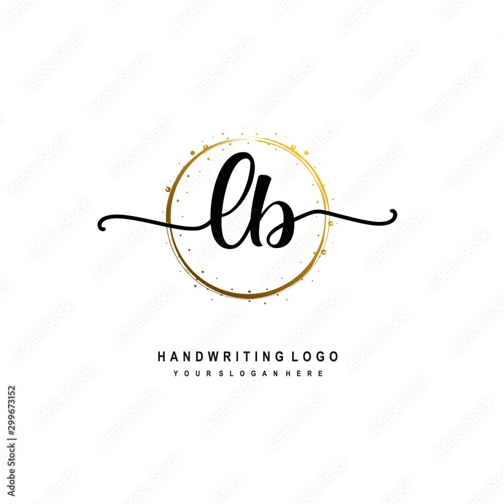 Initials letter LB vector handwriting logo template. with a circle ...