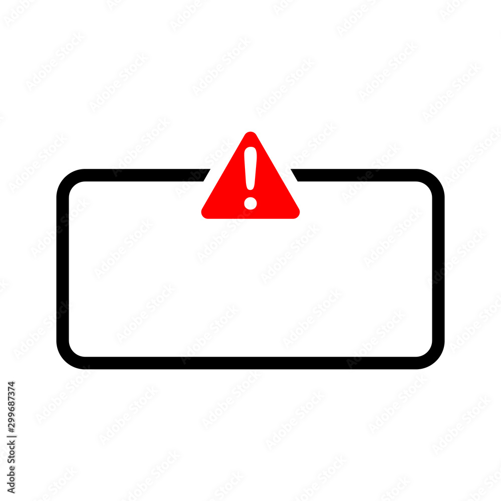 Caution sign with empty space in black rounded line frame and circle ...