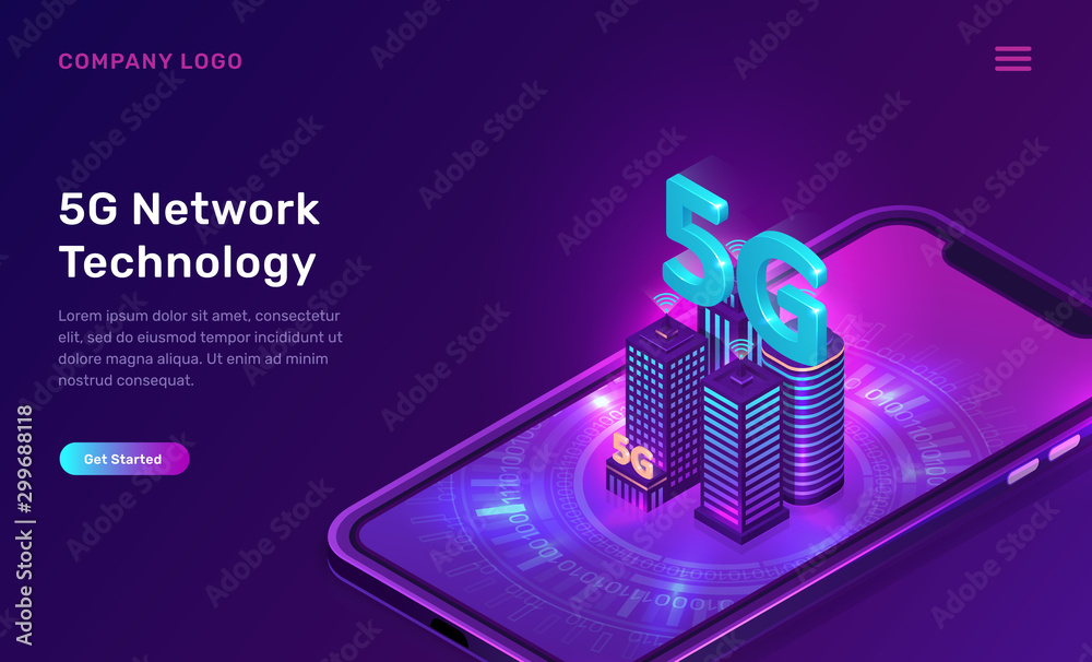 5G network technology, isometric concept vector illustration. Smart ...