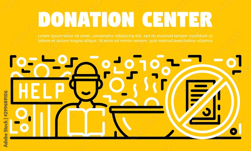 Donation center banner. Outline illustration of donation center vector ...