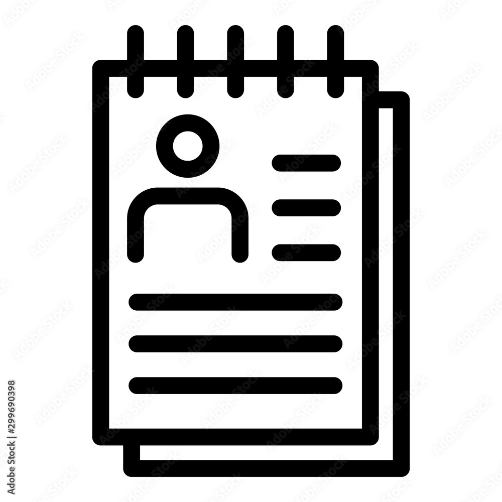 Personal data sheet icon. Outline personal data sheet vector icon for ...