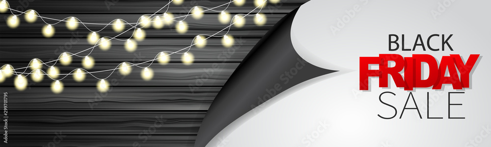 Black Friday Sale banner or long narrow header for website. Design ...