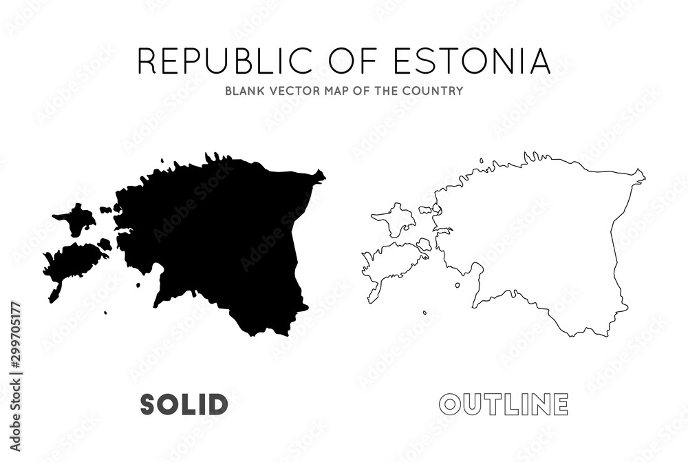 Estonia map. Blank vector map of the Country. Borders of Estonia for ...