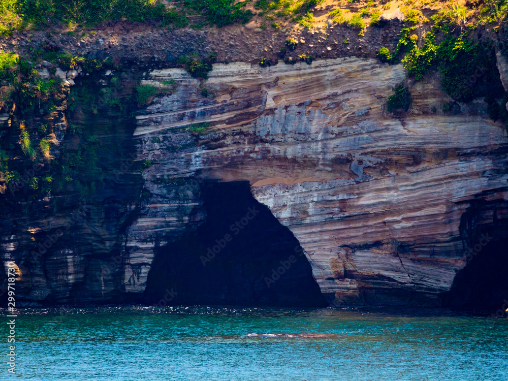 Cave on Tojinbo's cliff located in Mikunicho Anto, Sakai City, Fukui ...