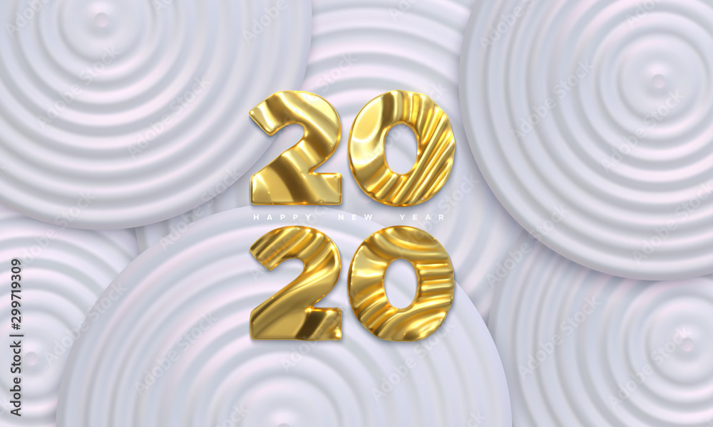Happy New Year 2020. Holiday NYE event sign. Vector 3d illustration ...