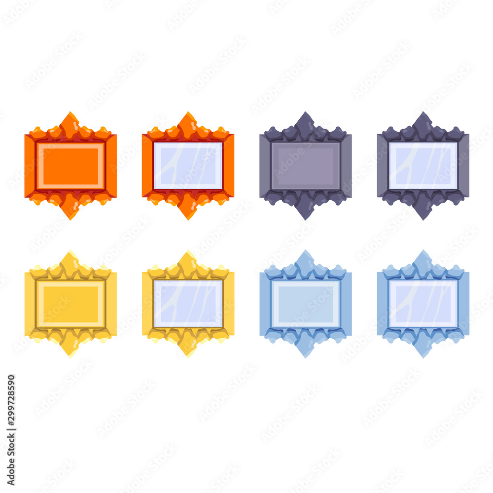 Vector square frame design element set for gaming user interface ...