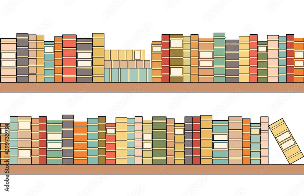 Seamless bookshelves with colorful books. Library and file cabinet ...