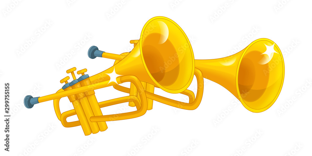 Cartoon trumpet isolated on white background - illustration for ...