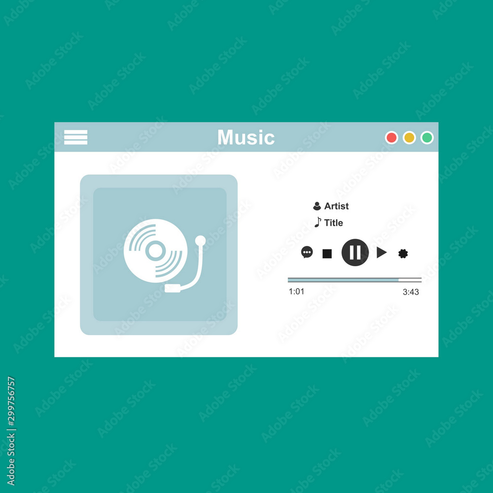 Vector illustration of music player flat design concept. Development ...
