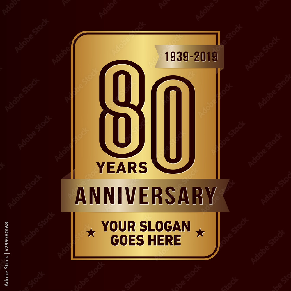80 years anniversary design template. Eighty years celebration logo ...