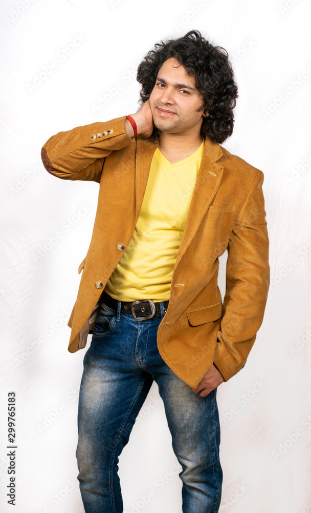 indian male model wearing brown blazer Stock Photo | Adobe Stock