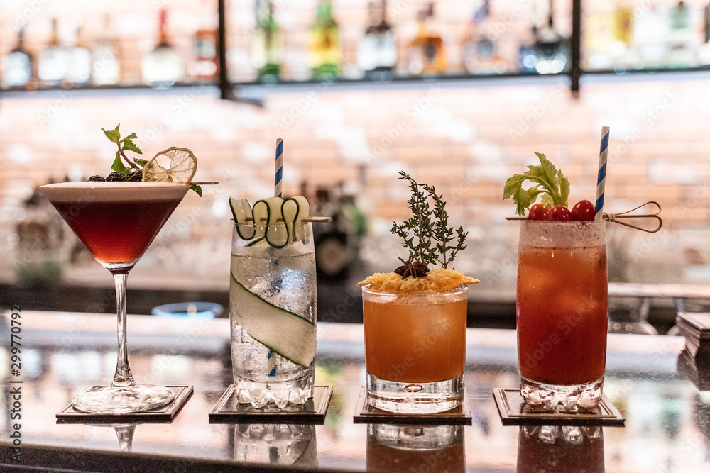 Cocktails in a bar Stock Photo | Adobe Stock