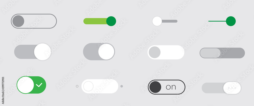 Set of on and off toggle switch buttons. Web user interface elements ...
