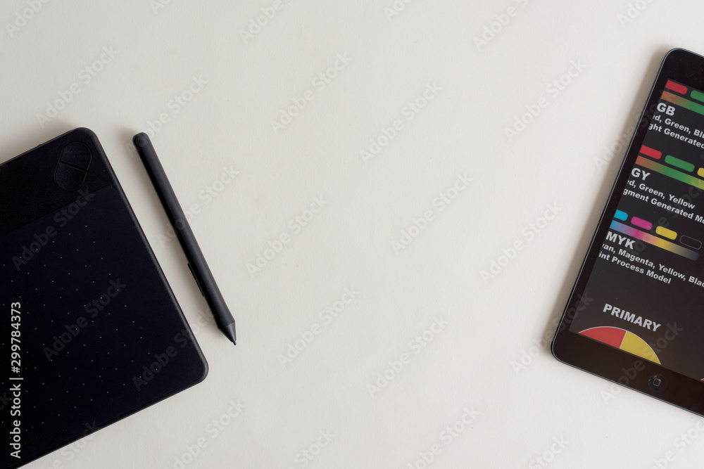 Graphic tablet with pen for illustrators and designers. Graphic digital ...