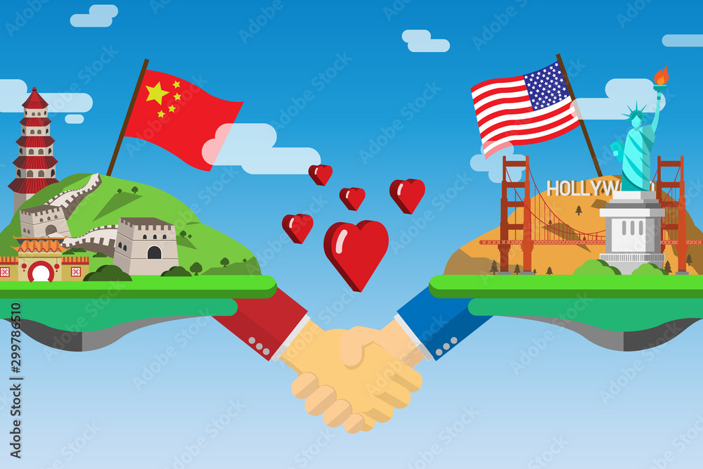 USA and China Trade and Tariffs concept. Business dael, trade agreement ...