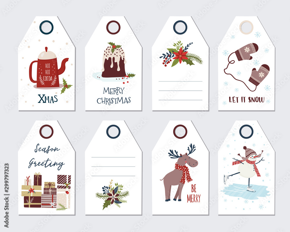 Christmas and New Year Greeting gift tags collection Stock Vector ...