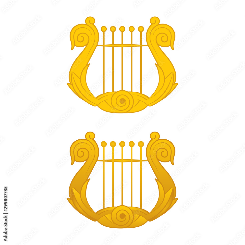 Harp. Harp musical instrument vector illustration. Harp symbols set ...