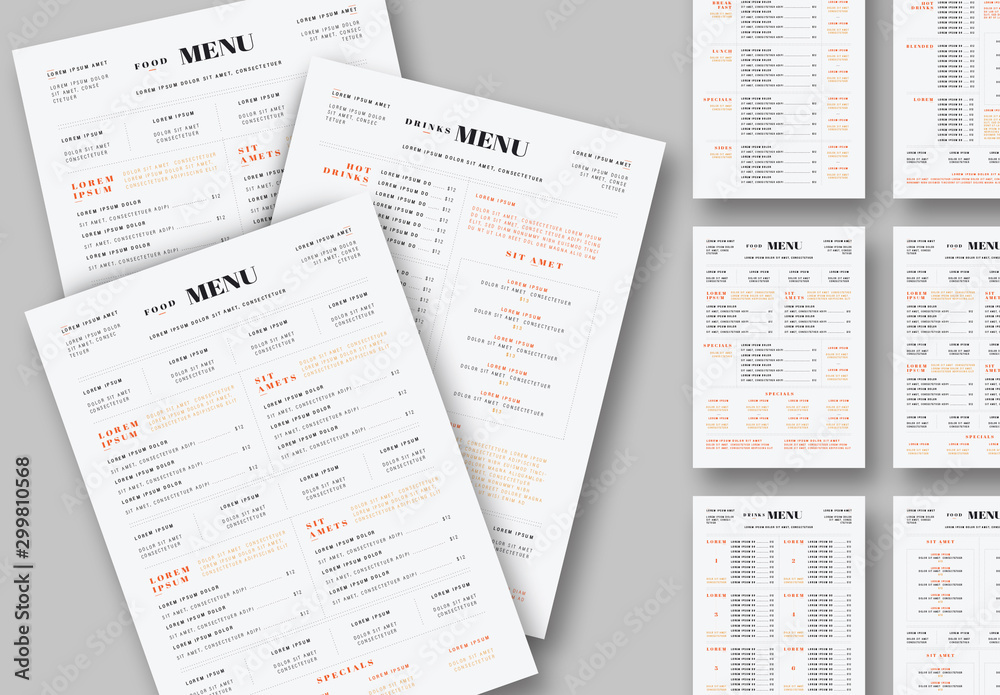 Restaurant Menu Layout Set Stock Template | Adobe Stock