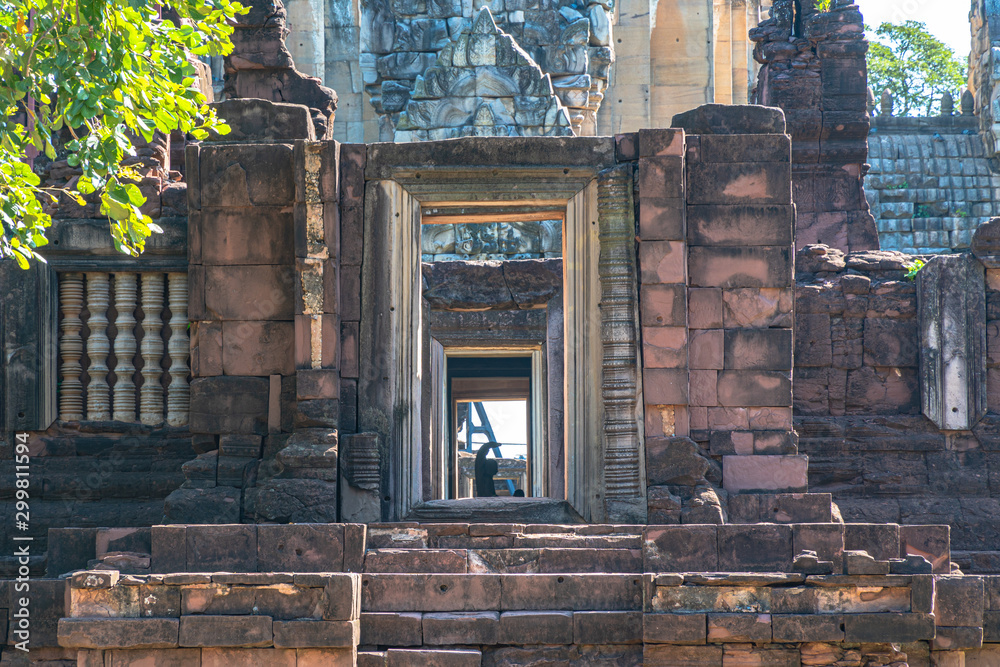 The beautiful stone castle in Phimai historical park. Prasat Hin Phimai ...