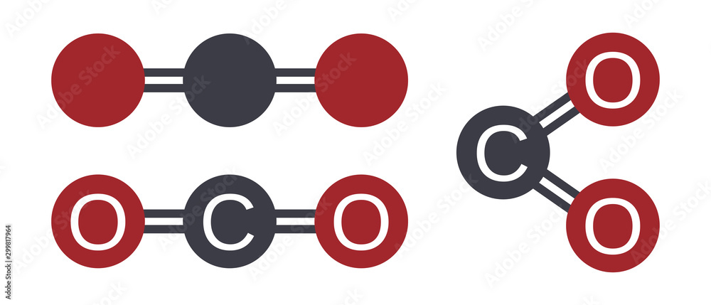 Carbon dioxide co2 molecular atom model vector illustration Stock ...