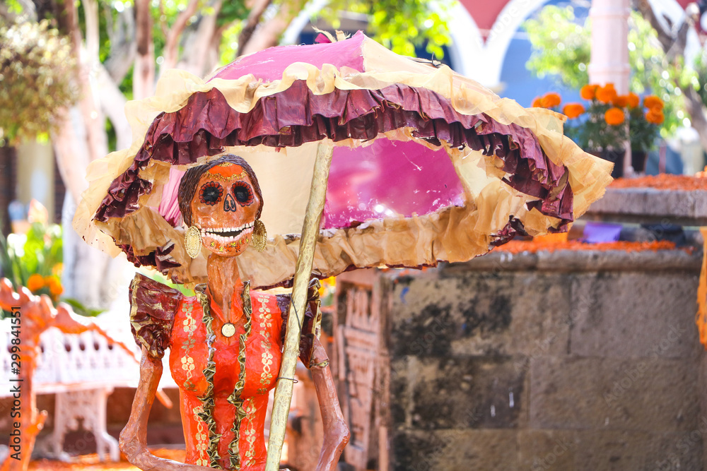 Skeleton sculptures located in a public Mexican park for celebrating ...