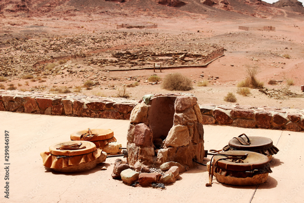 Melting of metal in ancient Egypt. Use of a blast tube. Below are ...